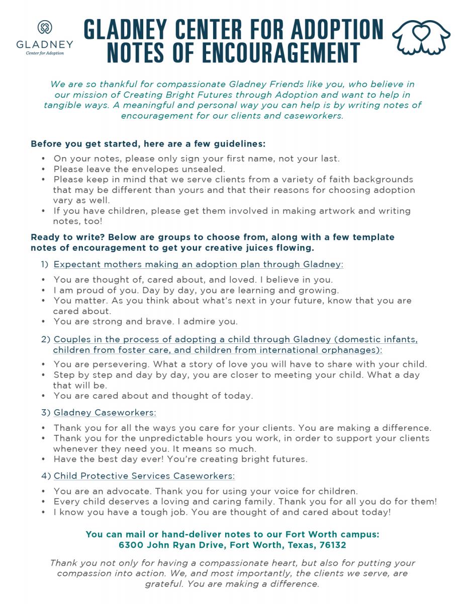 Notes of Encouragement | I Am Gladney